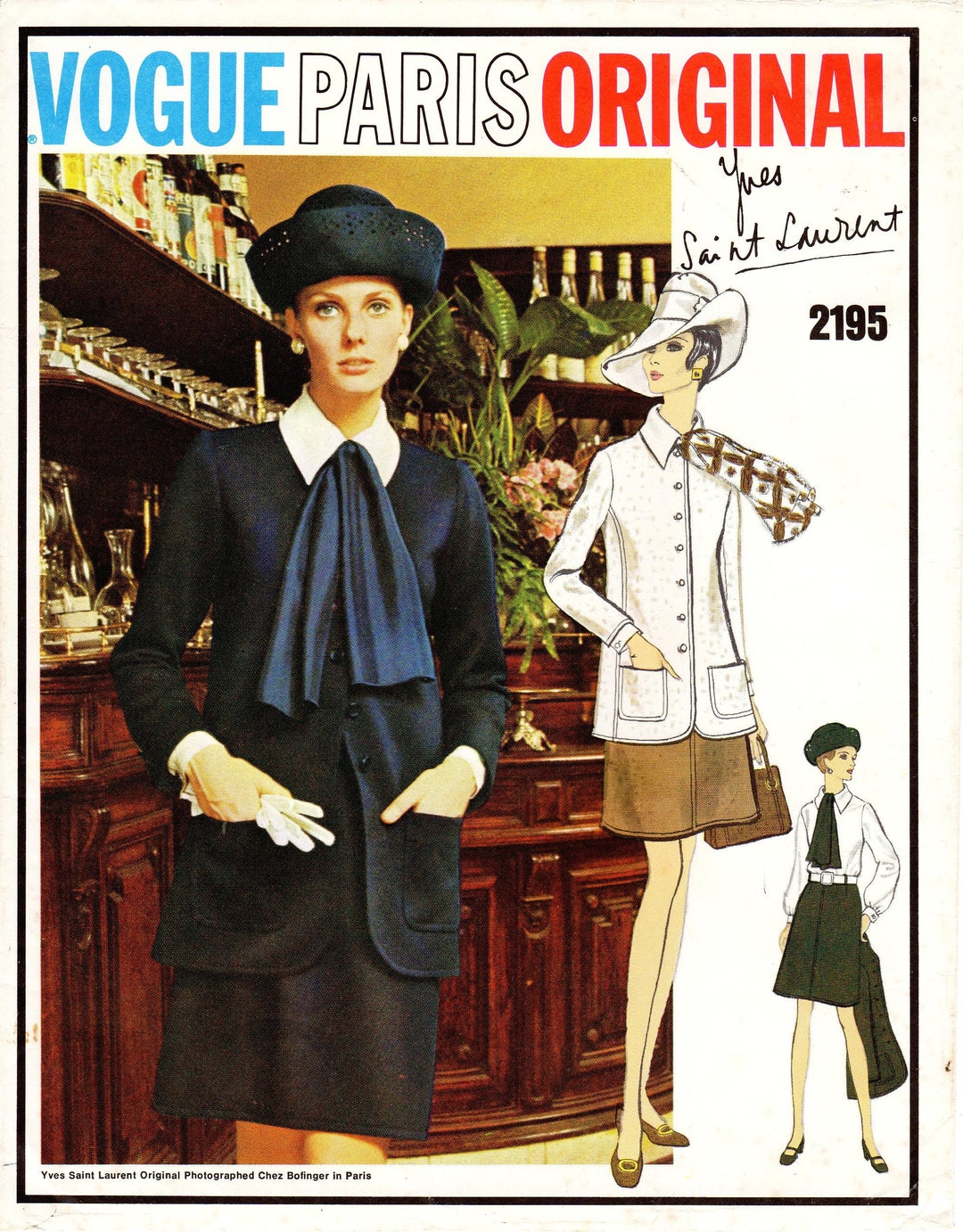 Vogue Sewing Pattern 2195 by YVES SAINT LAURENT - Misses' Suit - Jacket ...