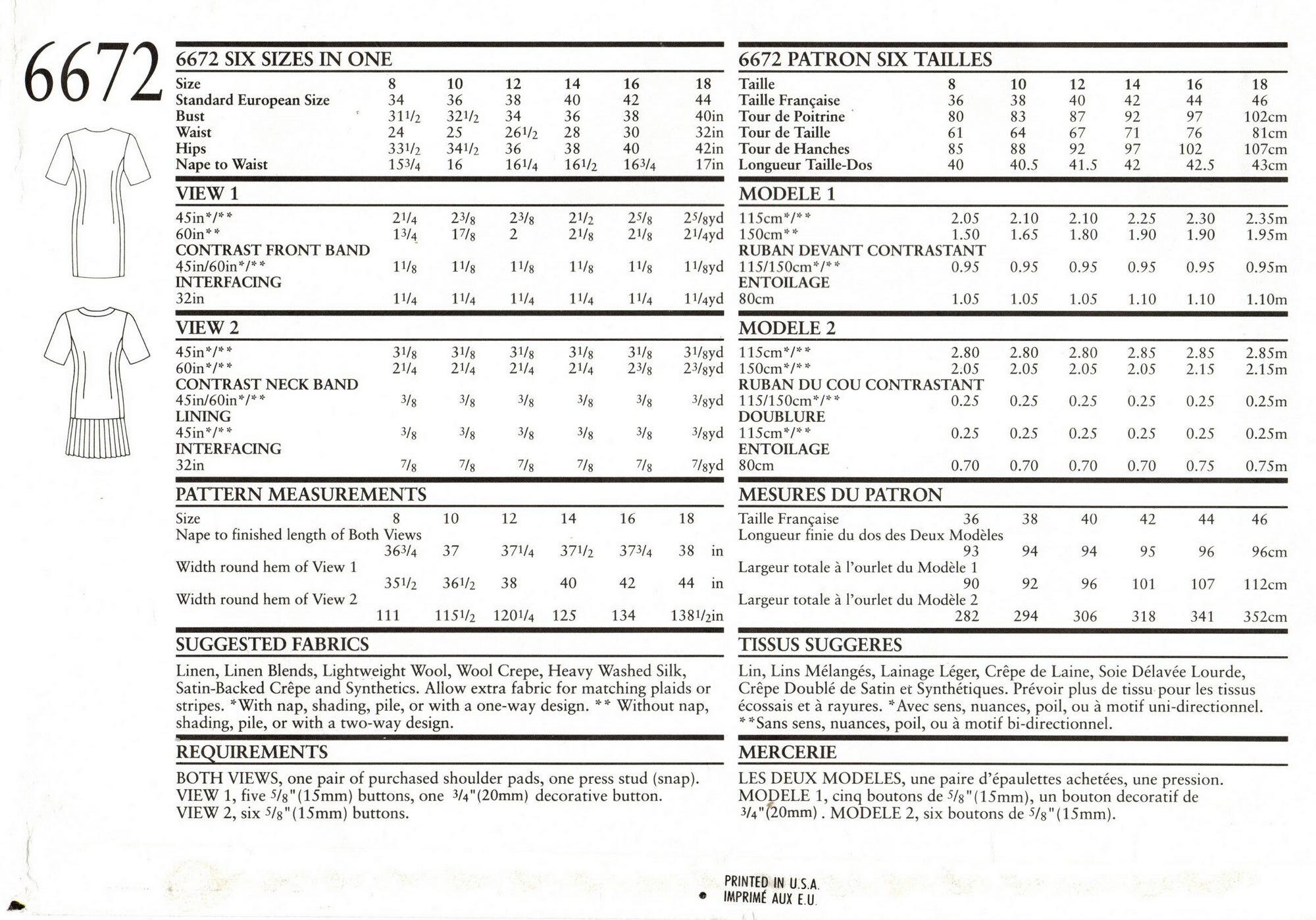 Sz 8 Thru 18 New Look 6672 Misses' Semi-fitted Button - Etsy