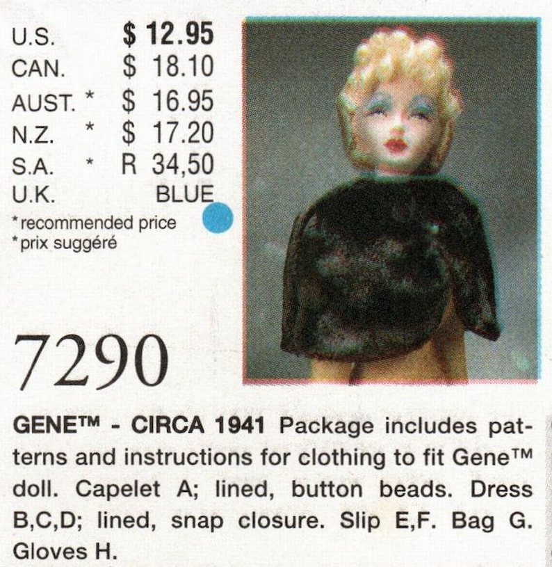 Vogue 1941 Gene Doll Clothes Pattern: Day & Evening Dresses - Etsy