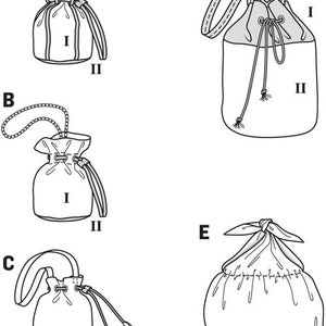 Burda Sewing Pattern 6961 Misses' Drawstring Bag/purses in Five ...