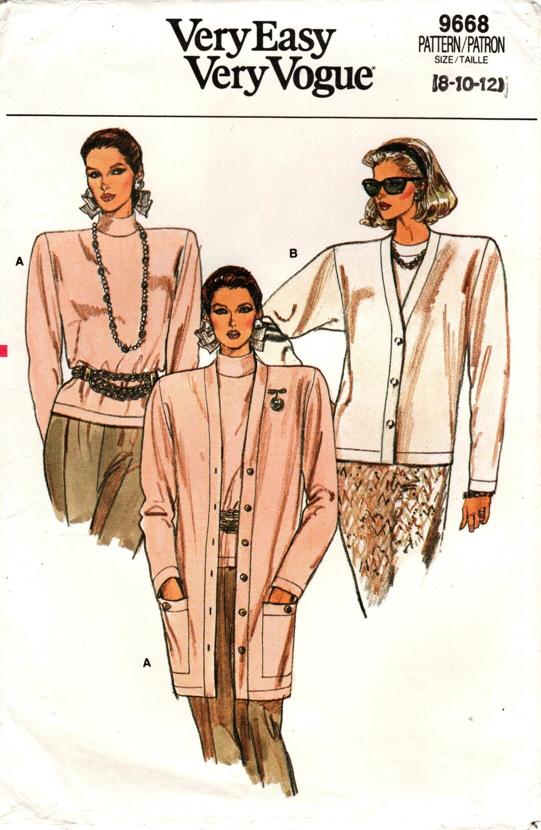 80s Vogue 9668 Sewing Pattern: Misses' Cardigan & Top (size 8/10/12) - Etsy