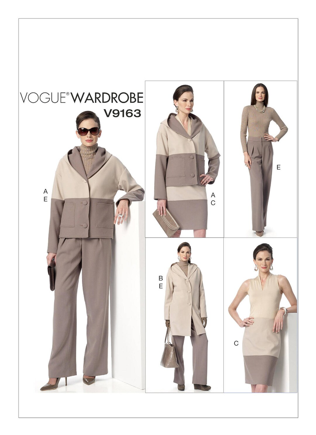 Vogue Sewing Pattern V9163 - Misses' Jacket With Hood, Skirt & Pants ...