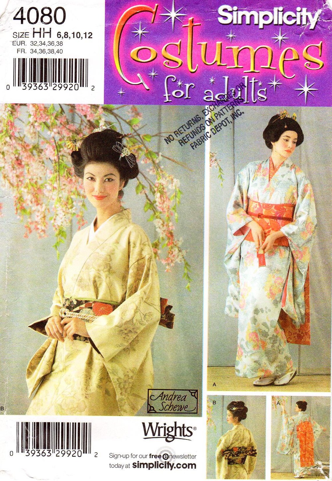 Sz 6/8/10/12 Simplicity Costume Pattern 4080 by ANDREA - Etsy