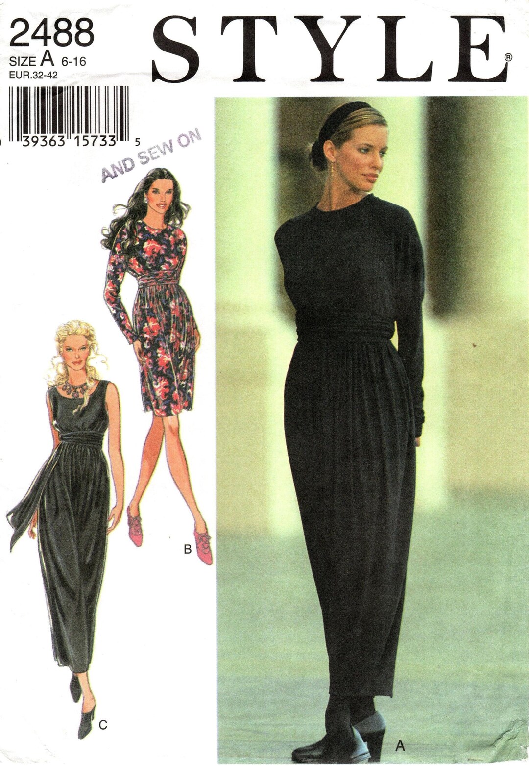 Style 2488 Dress Pattern: Misses' Column Dress With Sash (sizes 6-16 ...
