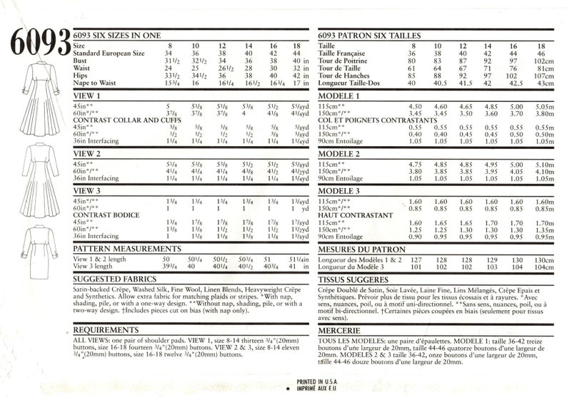 Sz 8 Thru 18 New Look Dress Pattern 6093 Misses' - Etsy