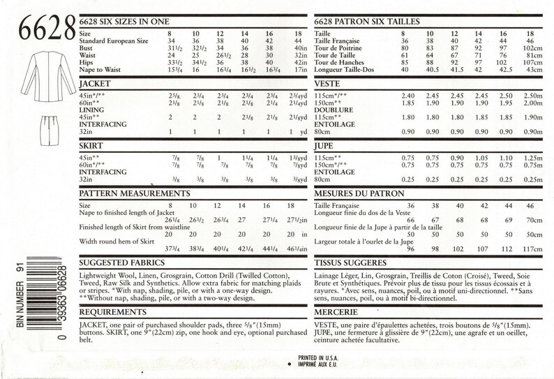 Sz 8 Thru 18 New Look 6628 Misses' Lined Collarless - Etsy