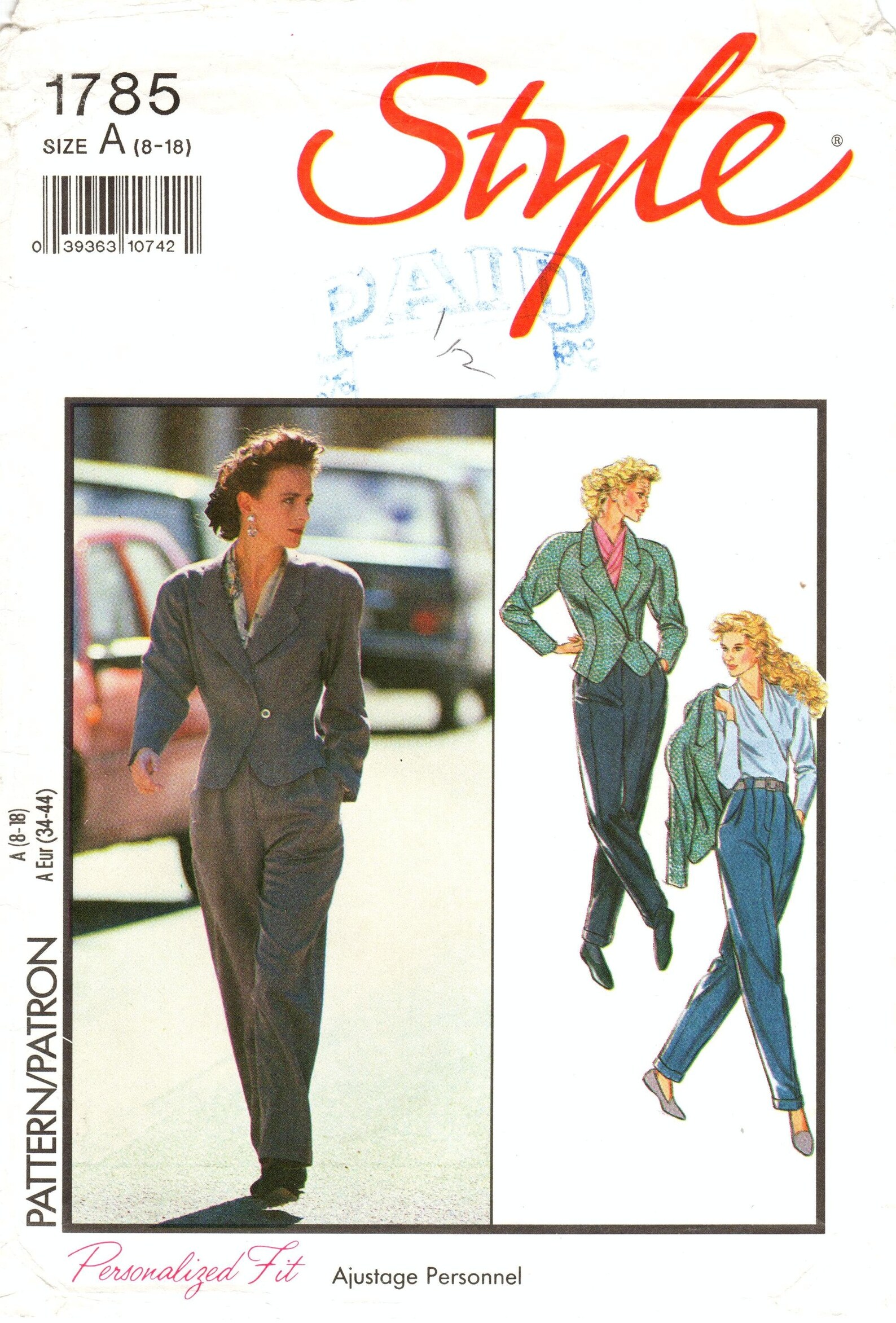 Sz 8 Thru 18 Style Pattern 1785 Misses' Lined Jacket With Weskit Shaped ...