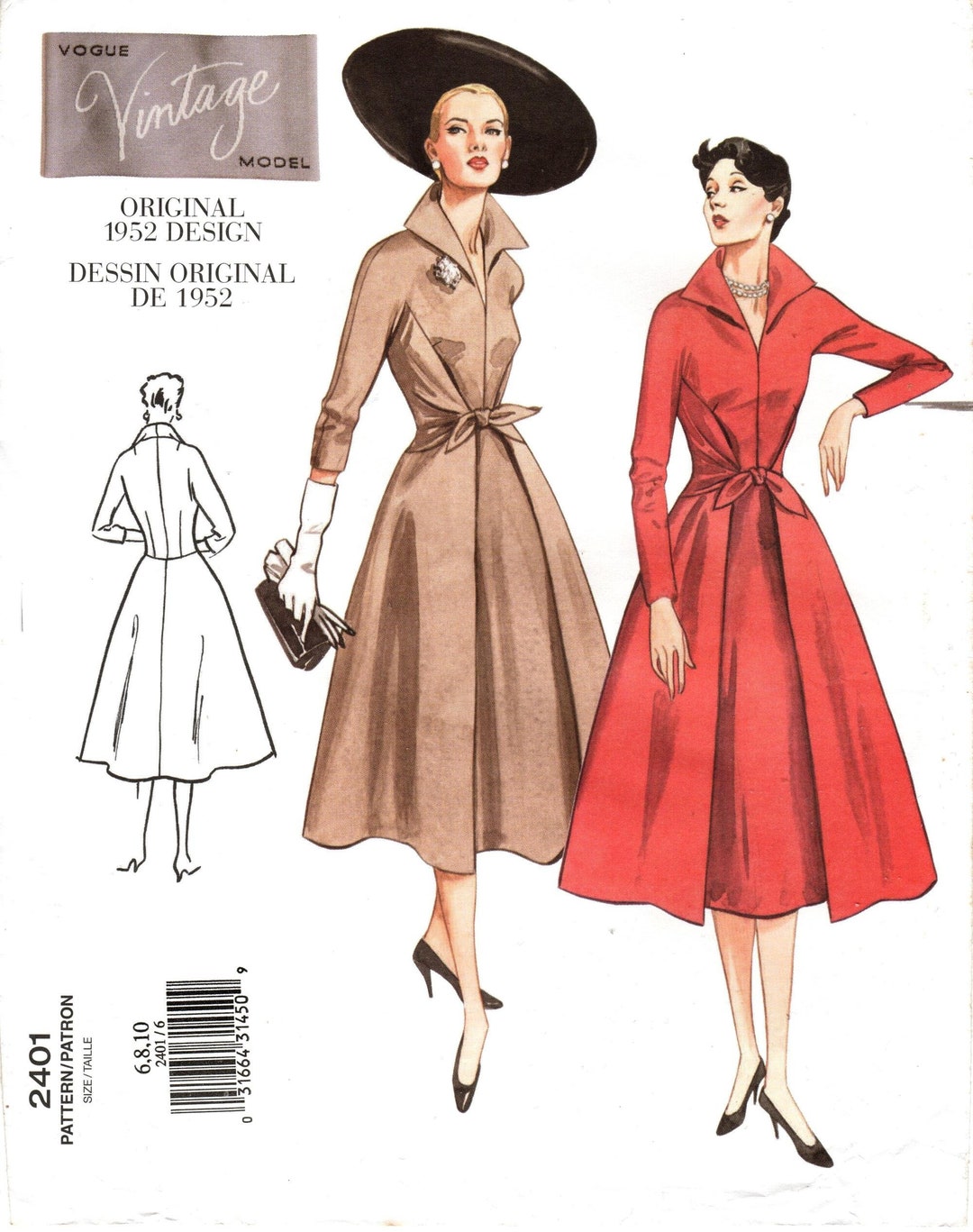 Vogue 1952 Dress Pattern: Front Wrap Flared Skirt (uncut) - Etsy