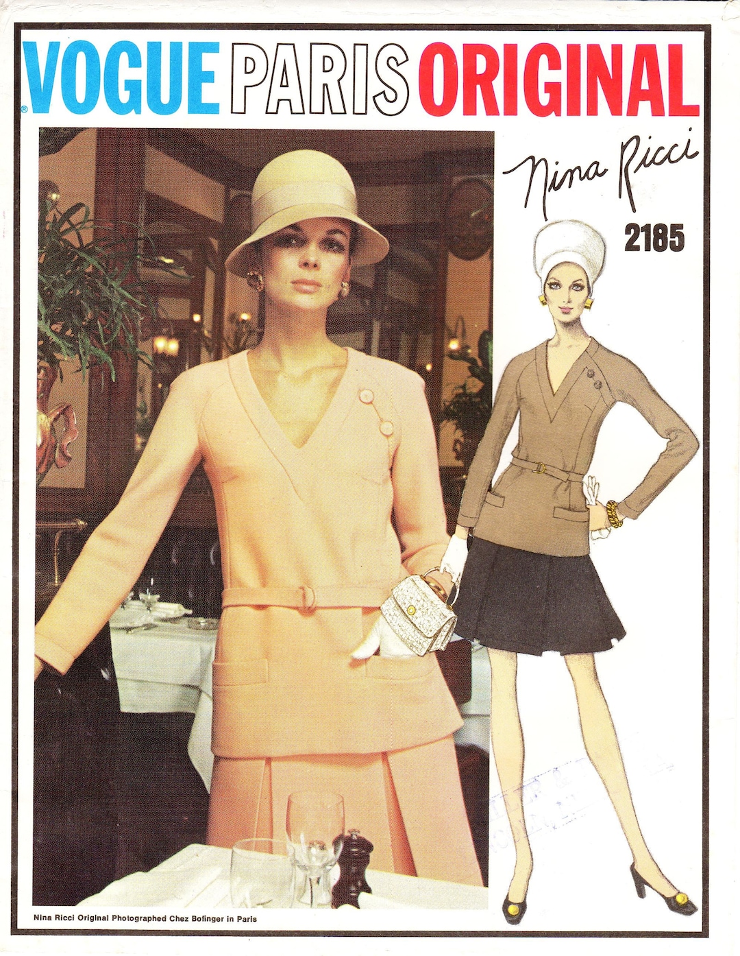 Vogue Sewing Pattern 2185 by NINA RICCI - V-neck Banded Top & Camisole ...