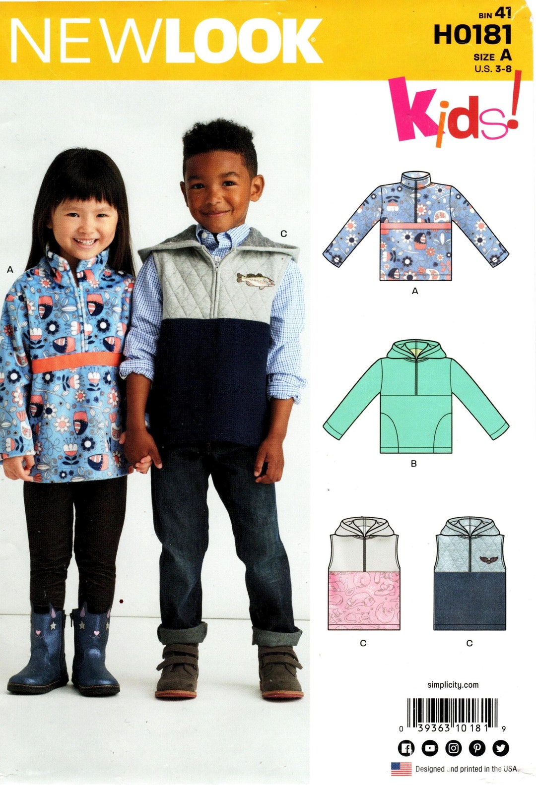 Sz 3 to 8 - New Look Kids Pattern H0181 - Toddler/kid's Zip Front ...