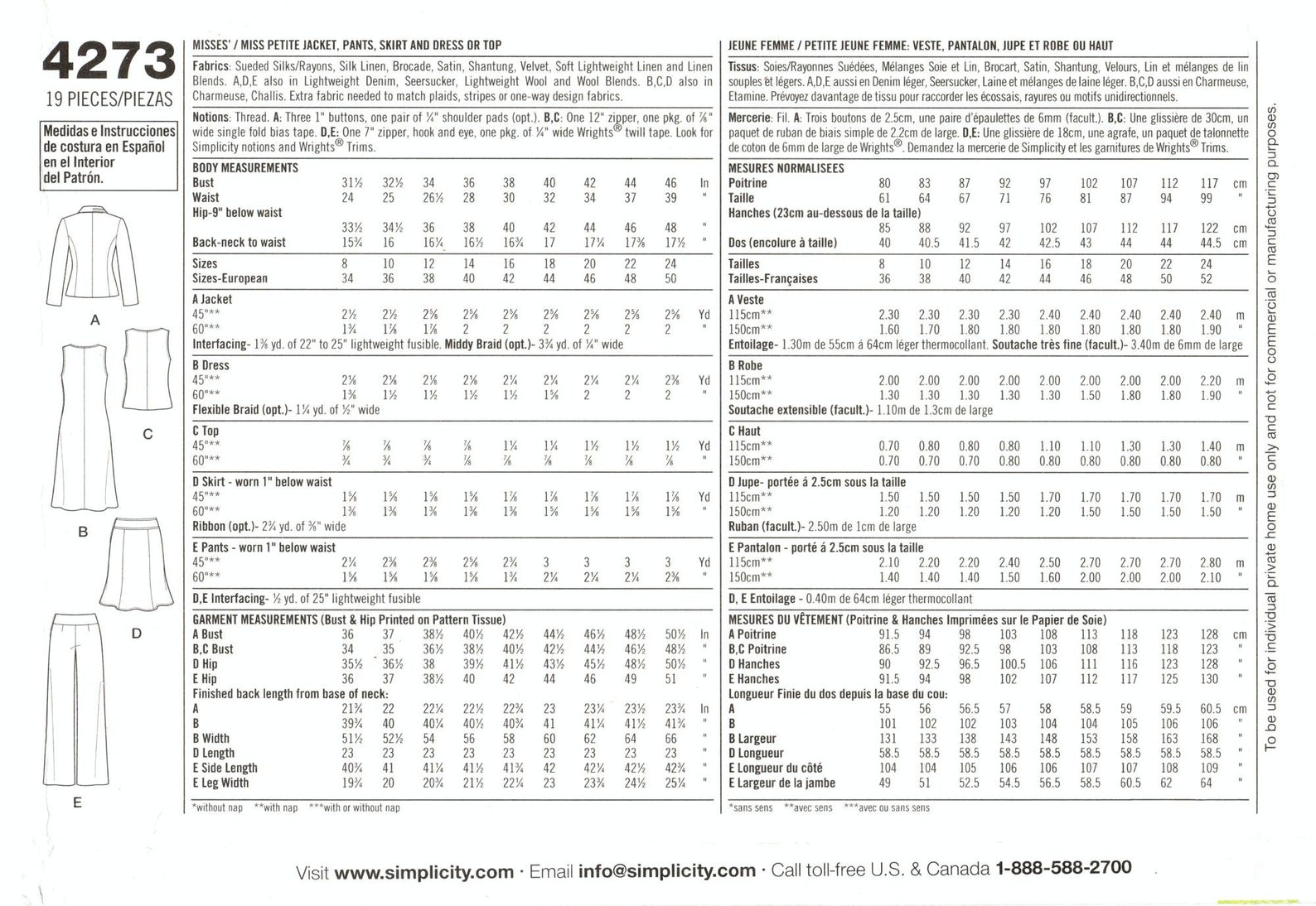 U-PICK Size Simplicity Separates Pattern 4273 Misses' | Etsy
