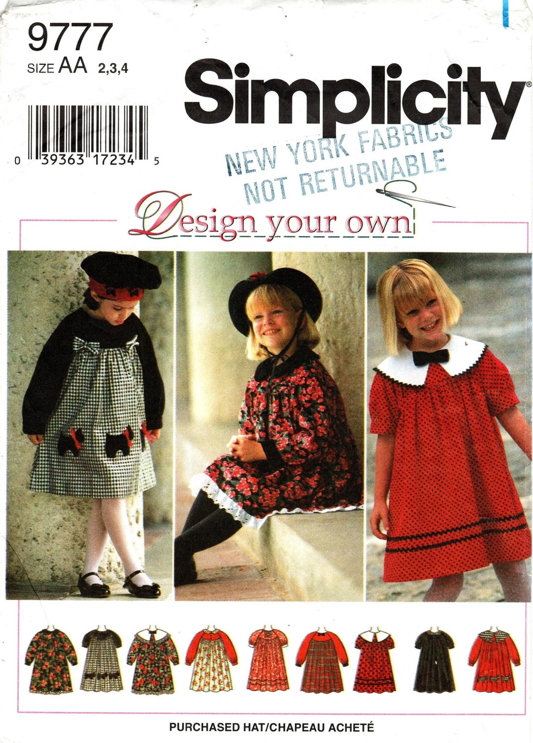 Sz 2/3/4 - Simplicity Pattern 9777 - Girls' Knee Length, Gathered to ...
