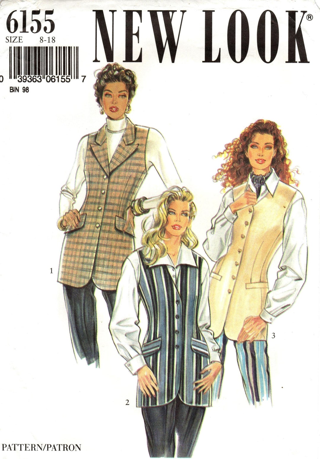 Sz 8 Thru 18 New Look Vest Pattern 6155 Misses' Below - Etsy