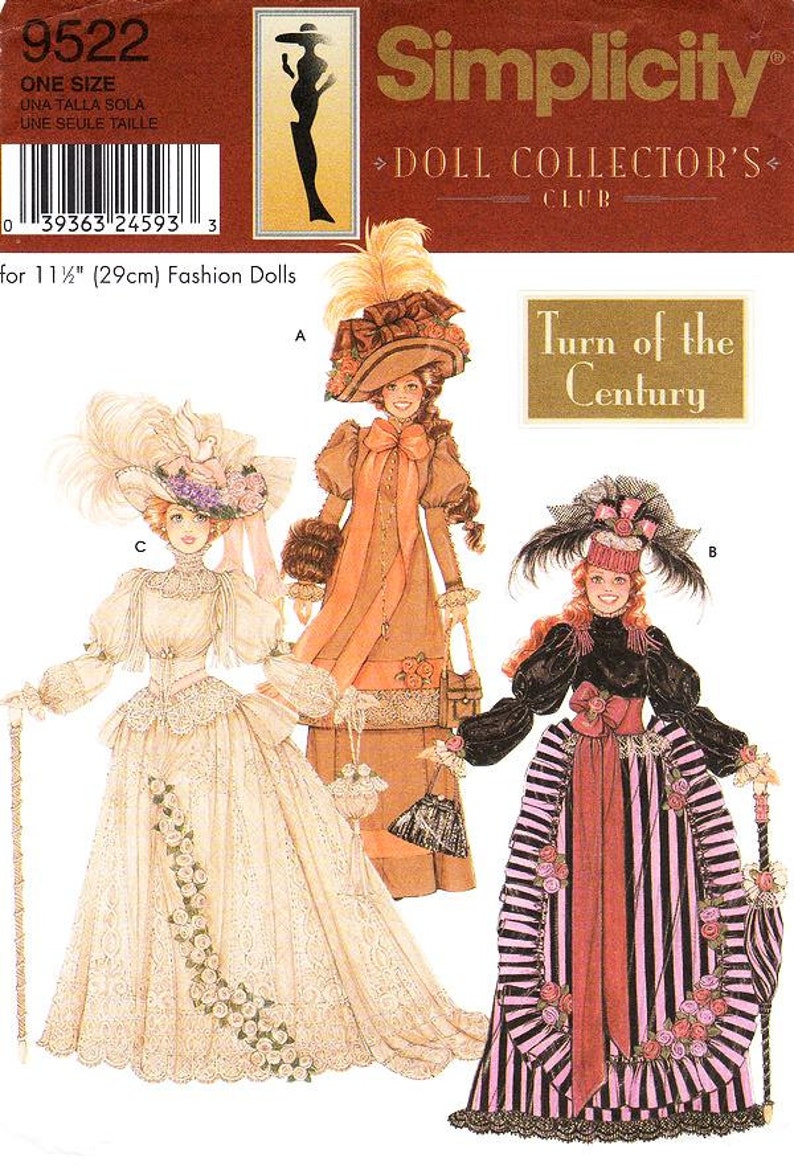 Simplicity 9522 Doll Clothes Pattern: Turn of Century, 11.5" Dolls - Etsy