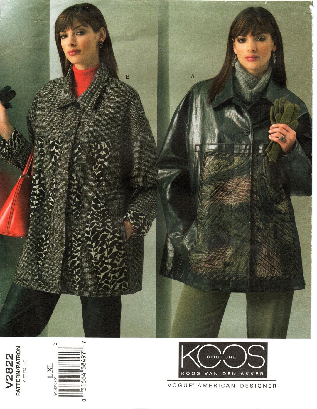 Sz L/XL Vogue Jacket Pattern 2822 by KOOS Van Den AKKER Misses' Very ...