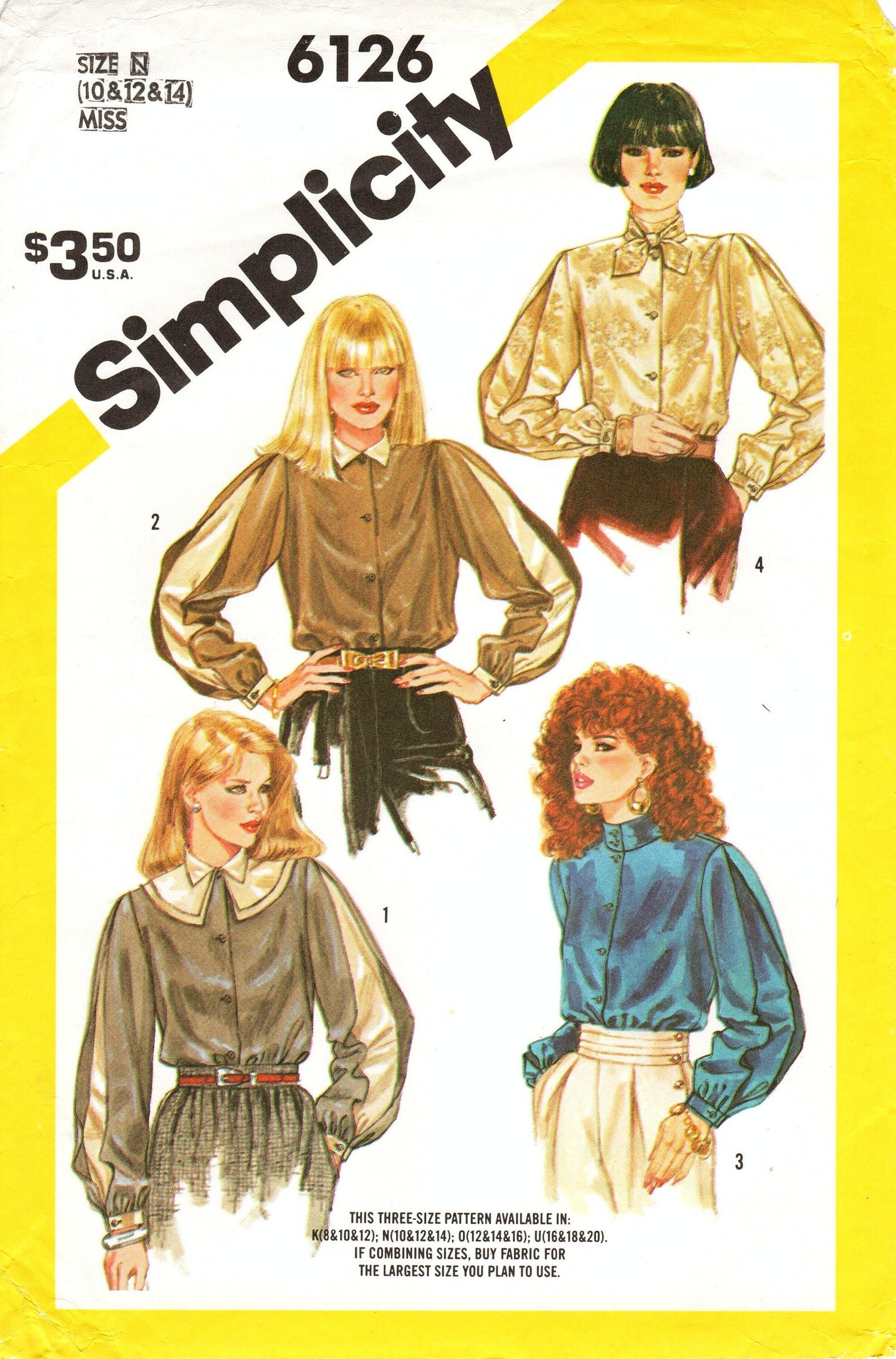 Sz 10/12/14 80's Simplicity Pattern 6126 Misses' - Etsy