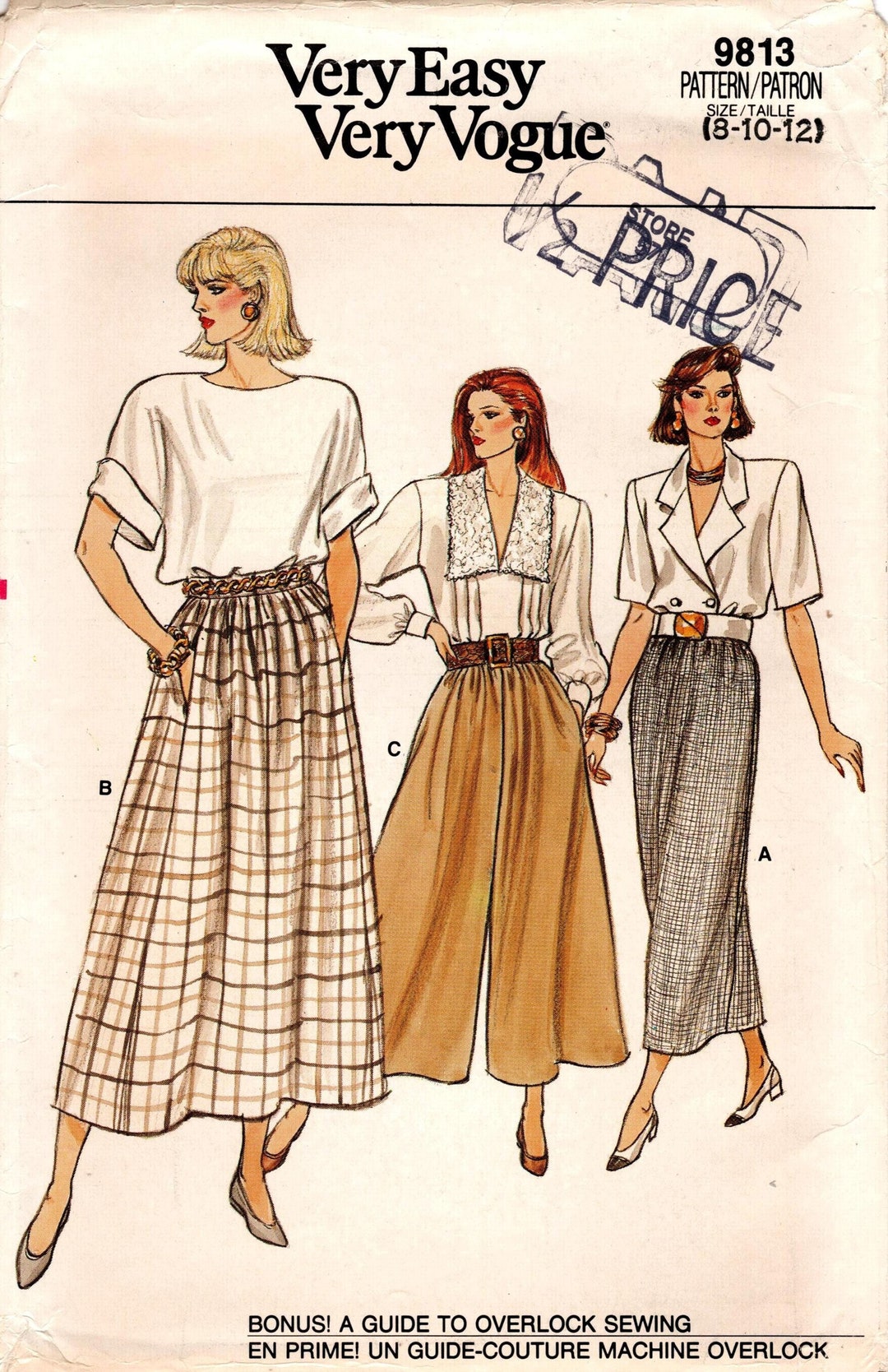 Vogue 9813 Sewing Pattern: Misses' Skirt & Culottes (size 8/10/12) - Etsy