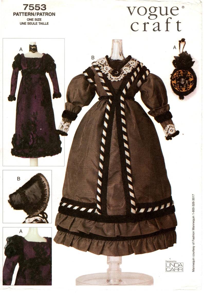 Vogue 7553 Doll Clothes Pattern: 1820s Historical Costumes for 11.5 ...