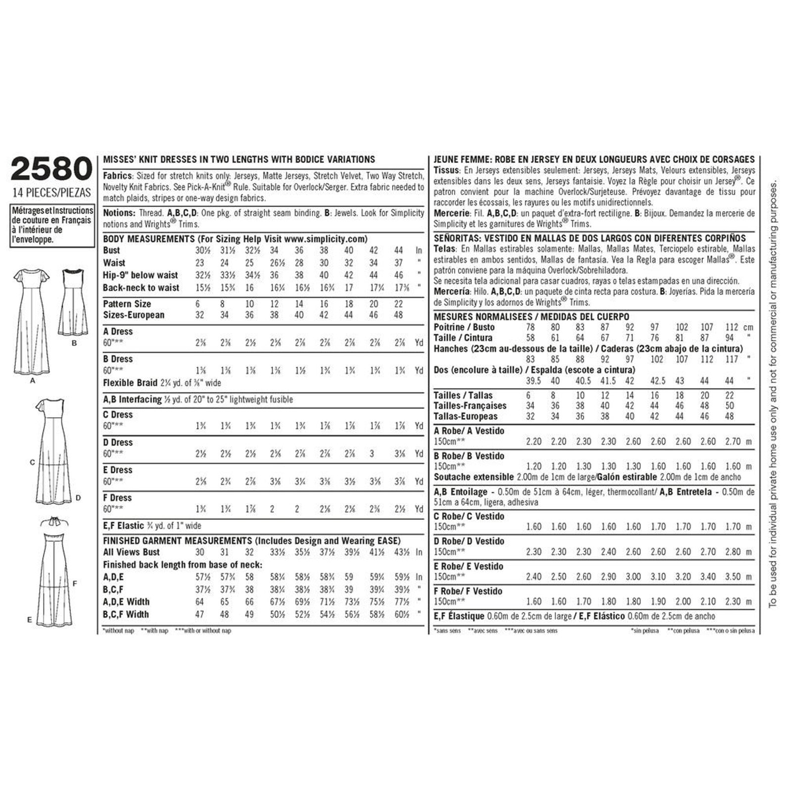 Pick Your Size Simplicity Dress Pattern 2580 Misses' - Etsy