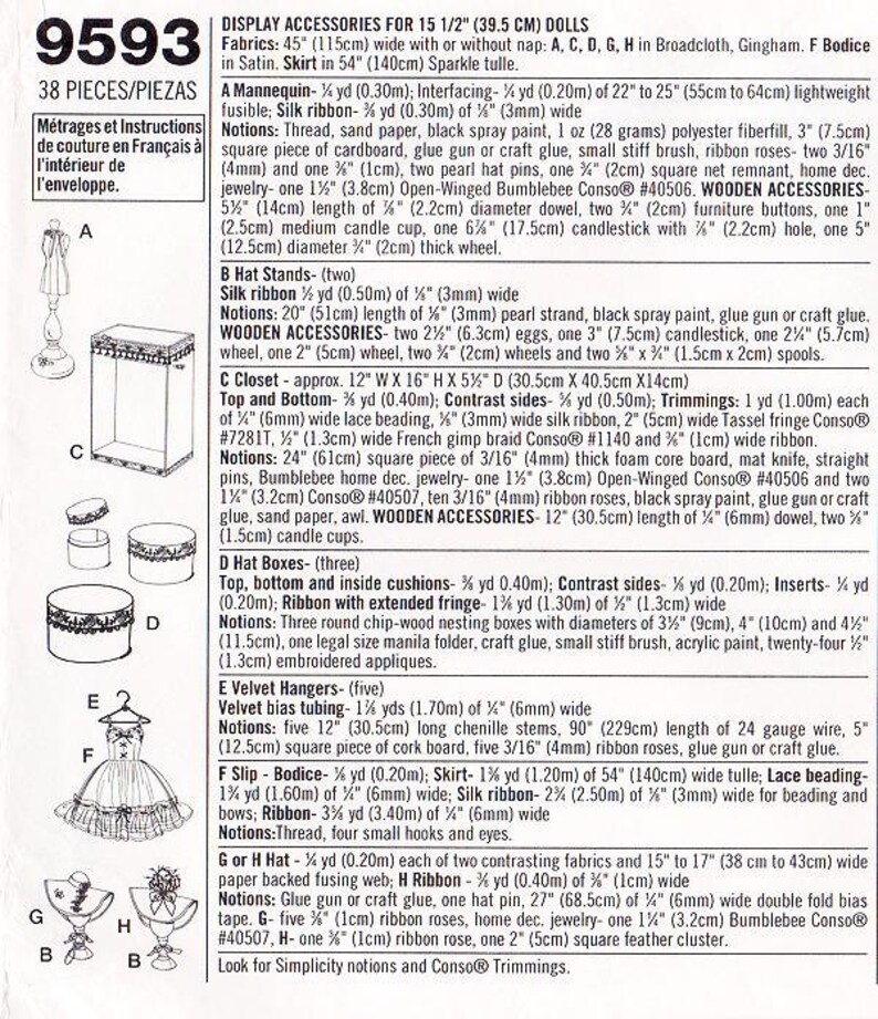 Simplicity Sewing Pattern 9593 Couturier Doll Clothes/house - Etsy