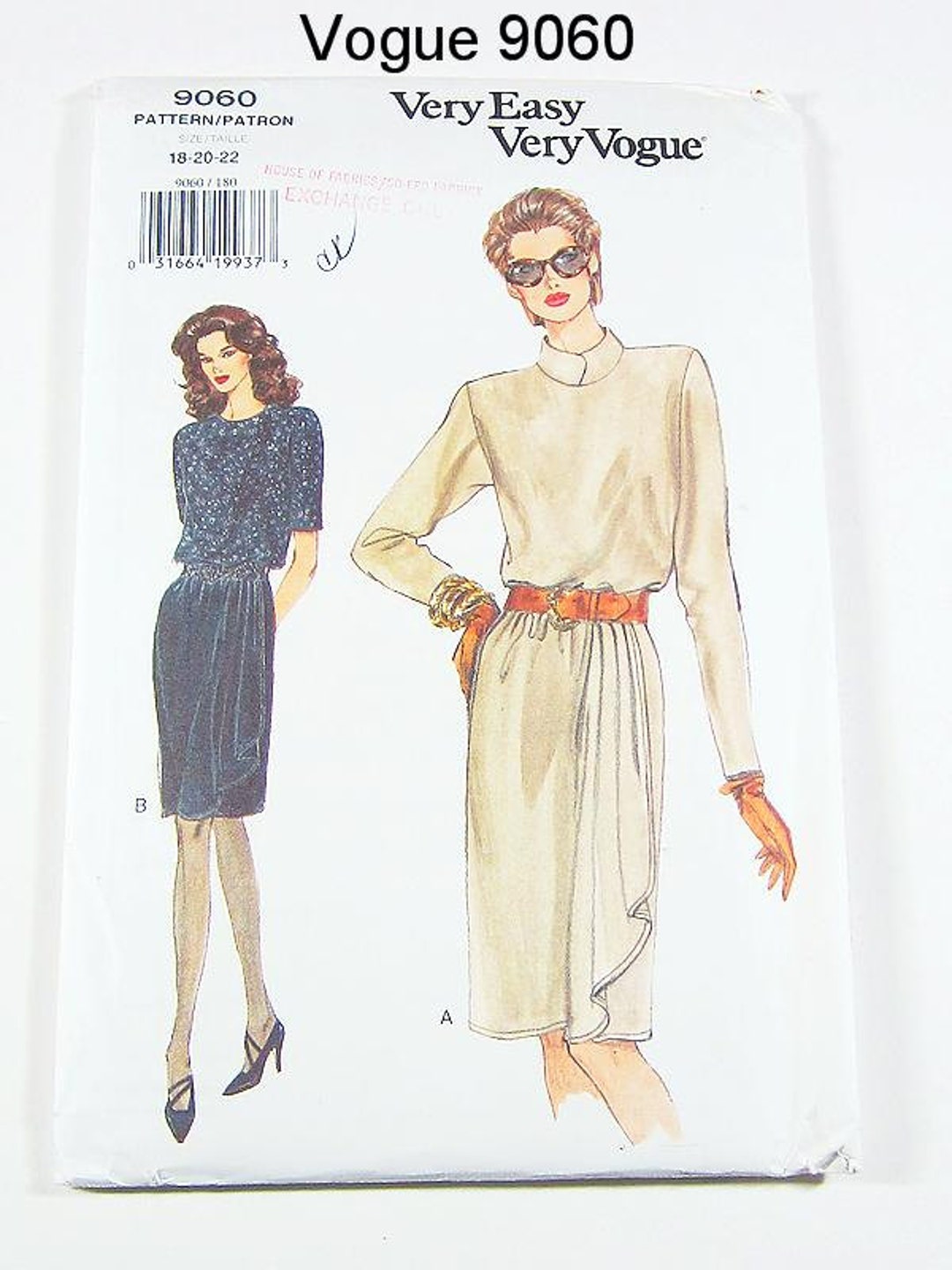 Vogue 90s Dress Pattern 9060 Misses' Dress in 2 Variations Size 18/20 ...