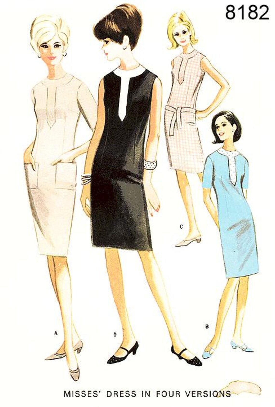 Misses' One-piece Dress in Four Versions Sz 14/bust 34 | Etsy