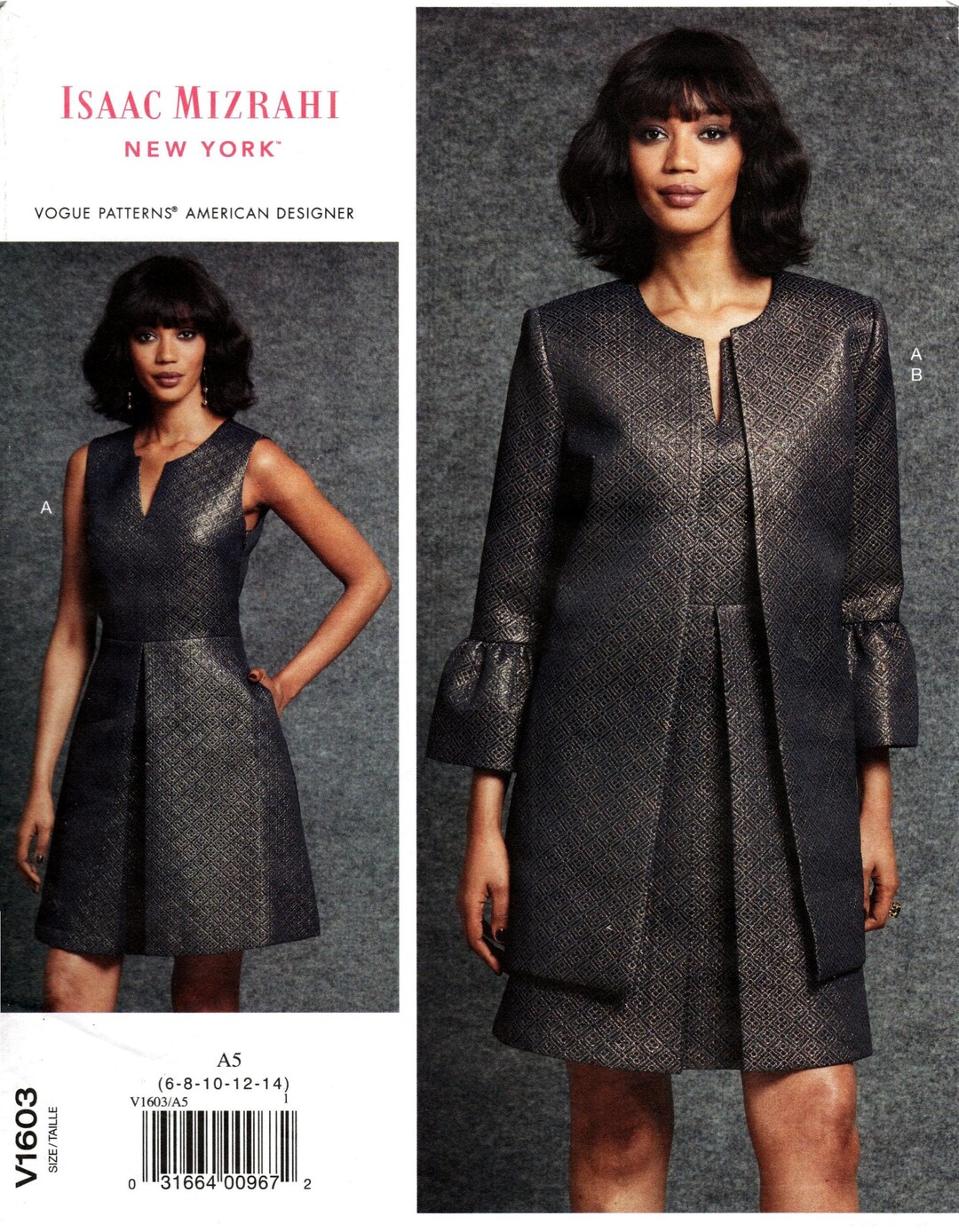 Vogue Sewing Pattern V1603 by ISAAC MIZRAHI - Misses' Fitted, Lined ...