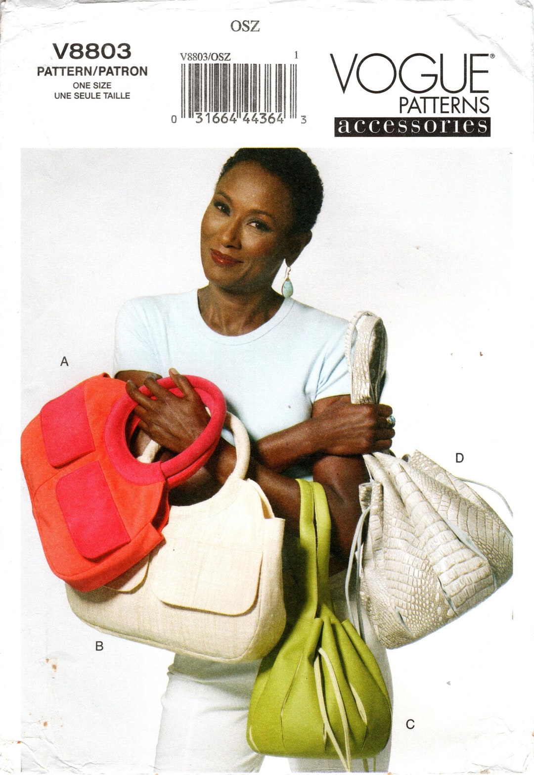 Vogue Sewing Pattern V8803 - Misses' Lined Handbags in Four Variations ...