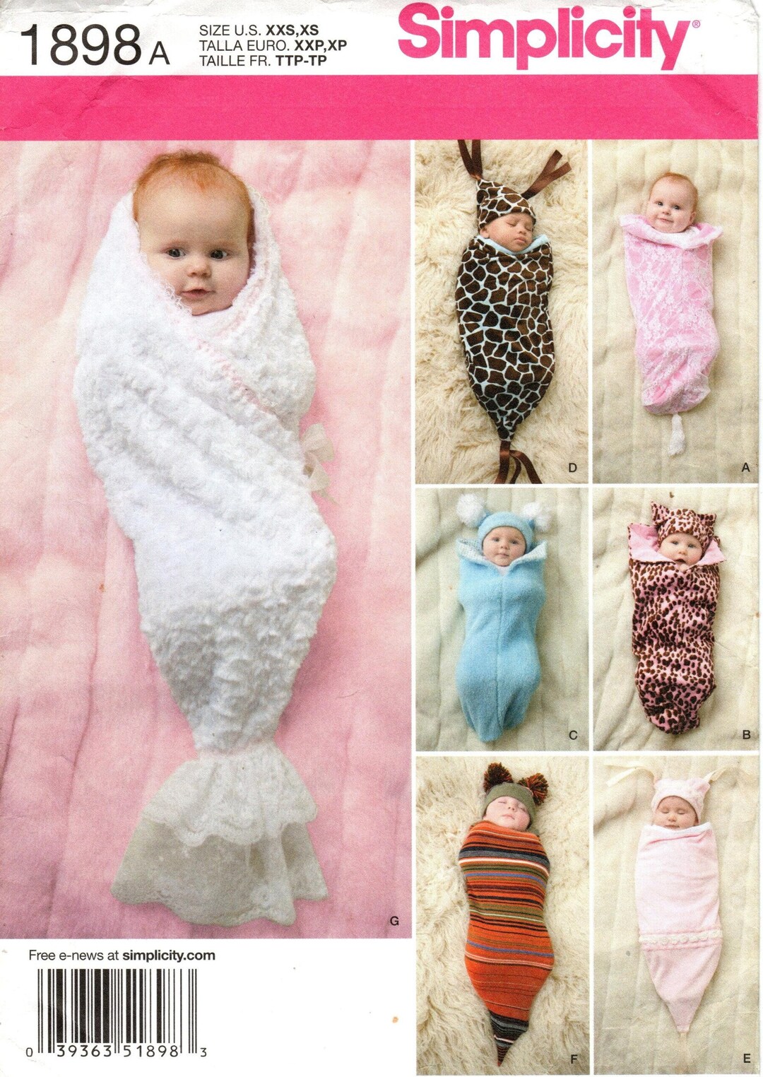 Simplicity Sewing Pattern 1898 - Babies Costumes, Swaddling Sacks and ...