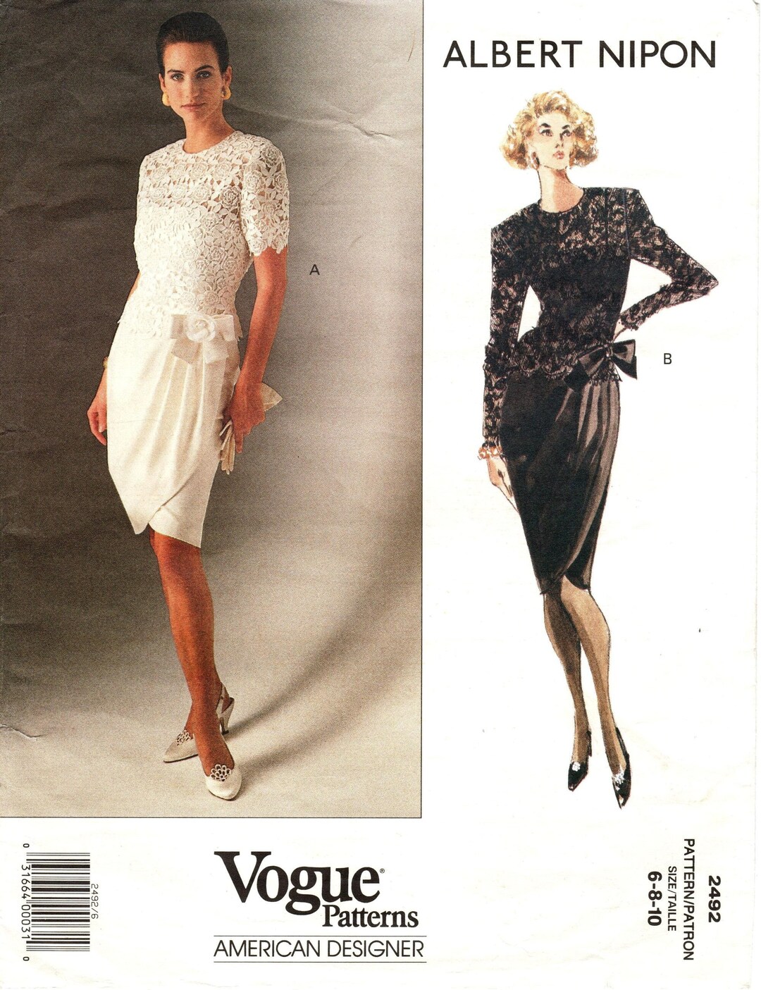 Vogue 2492 Sewing Pattern: Albert Nipon Dress, Size 6/8/10 - Etsy
