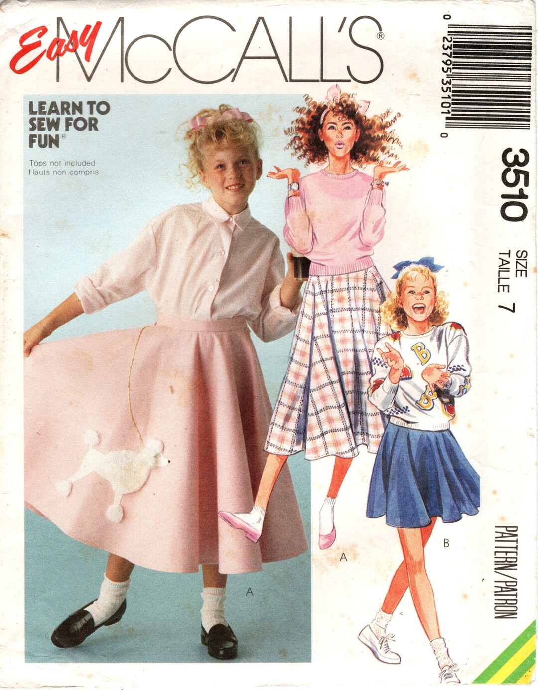 Mccall's Sewing Pattern 3510 - Girls' Circle Skirts - 50's Style Poodle ...