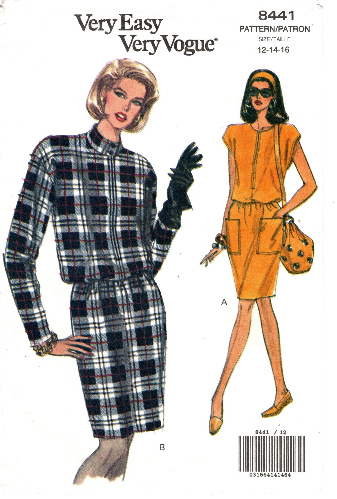 Vogue Sewing Pattern 8441 - Misses' Loose-fitting, Zip Front, Blouson Bodice Dress in Two ...