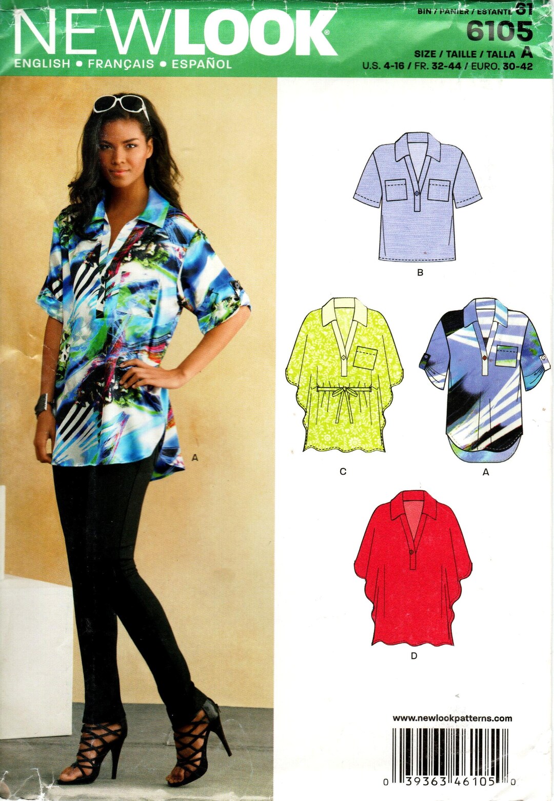 New Look 6105 Misses' Top Sewing Pattern: Capelet, Pockets, Size 4-16 ...