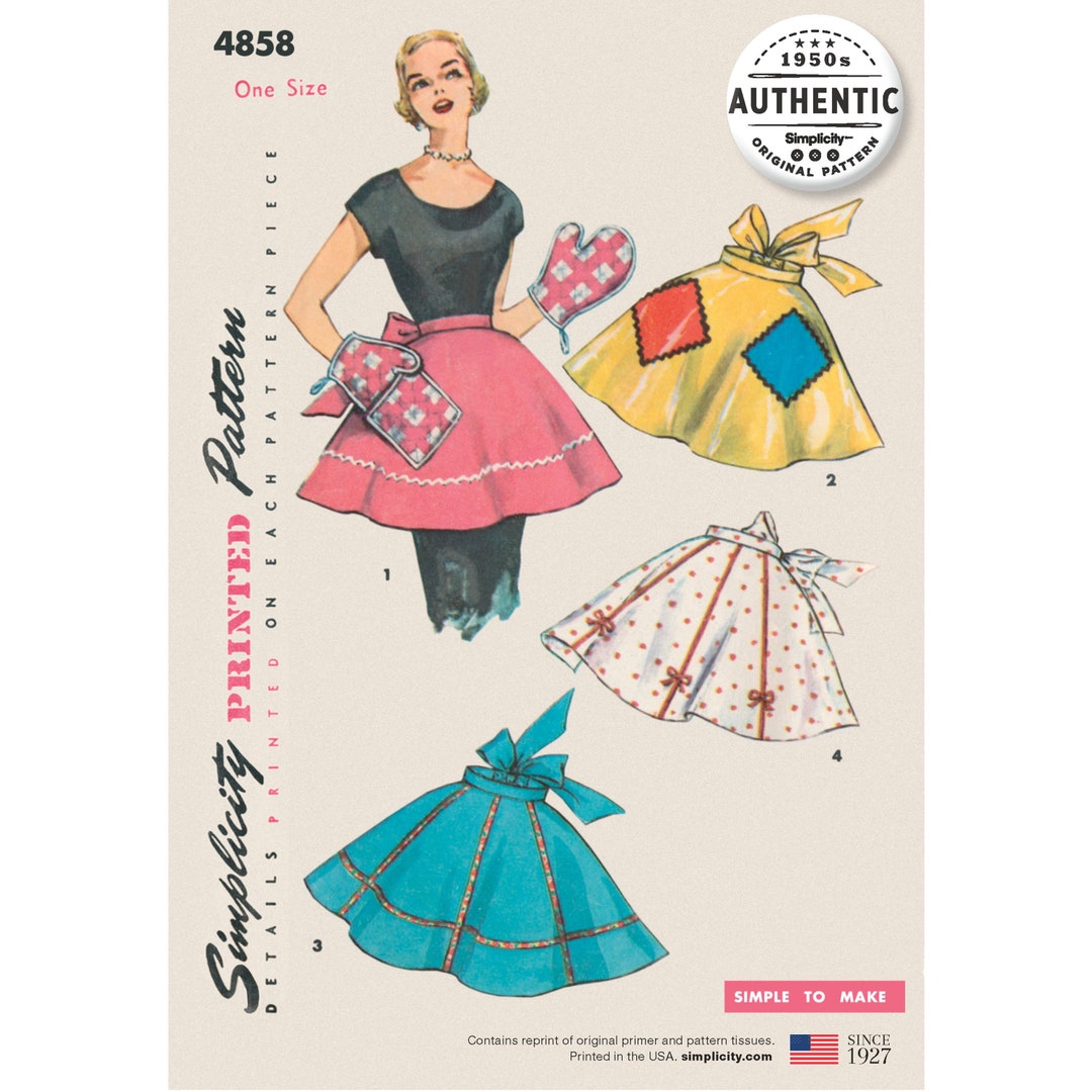 Simplicity Sewing Pattern 4858 1950's Vintage Reproduction Apron ...