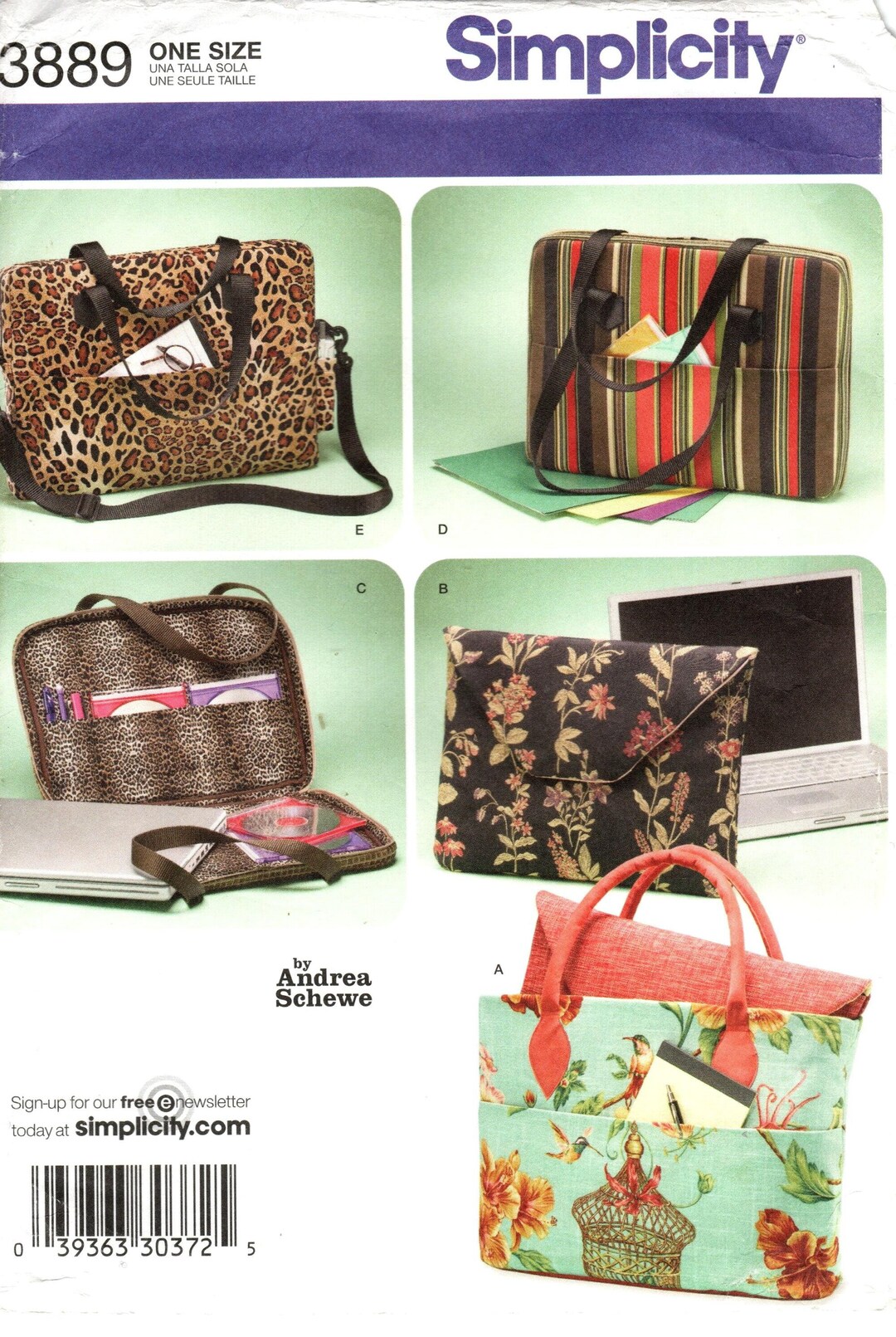 Simplicity 3889 Laptop Bag Sewing Pattern - Andrea Schewe - One Size - Etsy