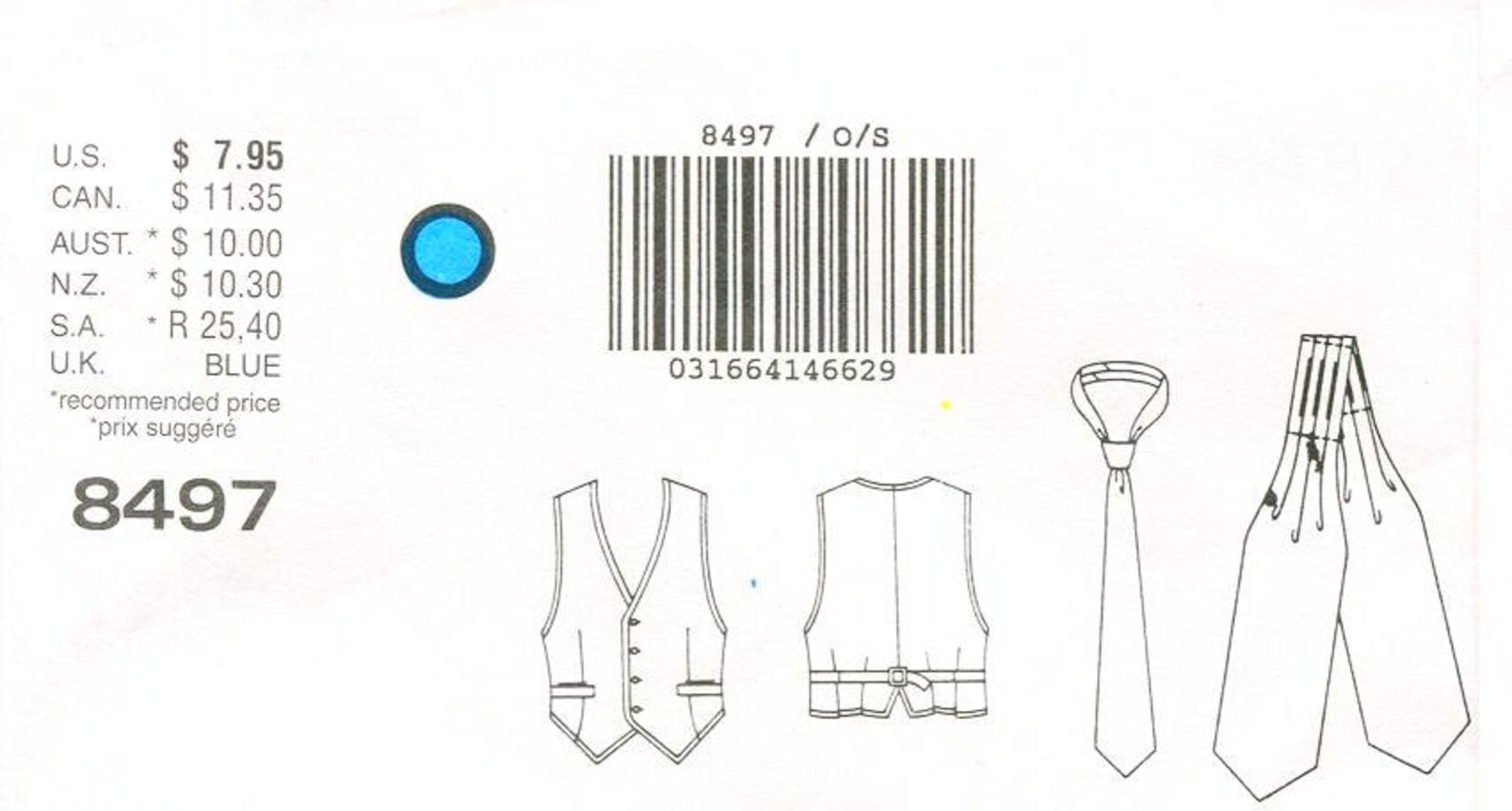 Vogue Vest Pattern 8497 Men's or Misses' Unisex - Etsy