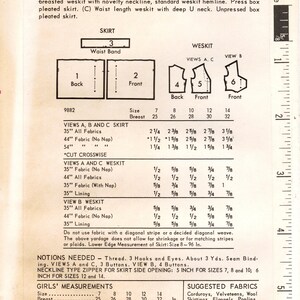 Butterick Sewing Pattern 9882 - Girls' Weskit Coordinates - Weskit in ...