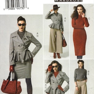 Vogue 8866 Sewing Pattern: Misses' Peplum Jacket, Top, Dress, Pants ...