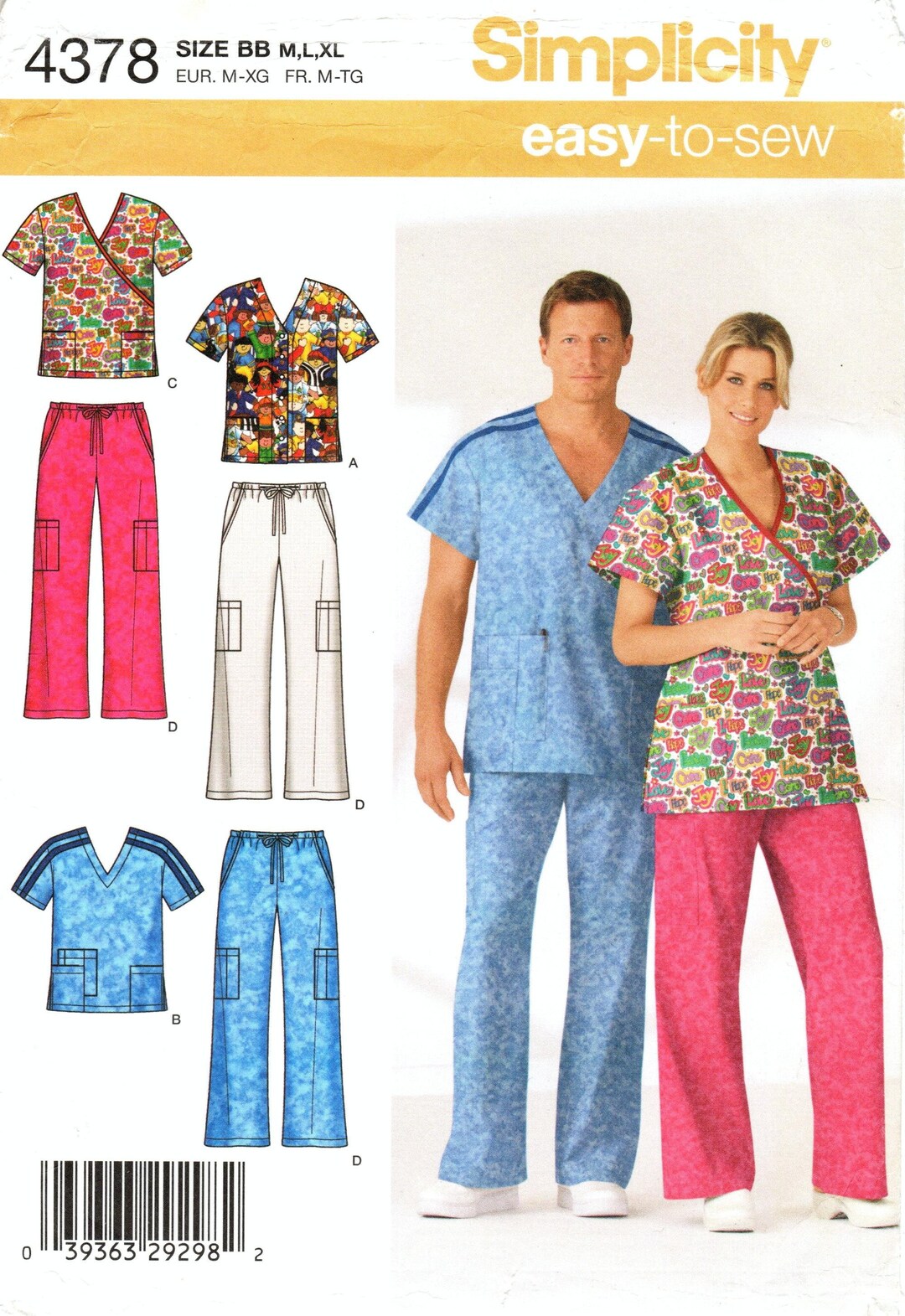 Simplicity 4378: Unisex Scrub Pattern - Sizes M-XL - Etsy