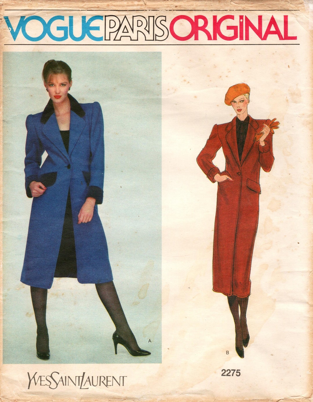 Vtg 70's Vogue Sewing Pattern 2275 by YVES SAINT LAURENT - Misses' Semi ...
