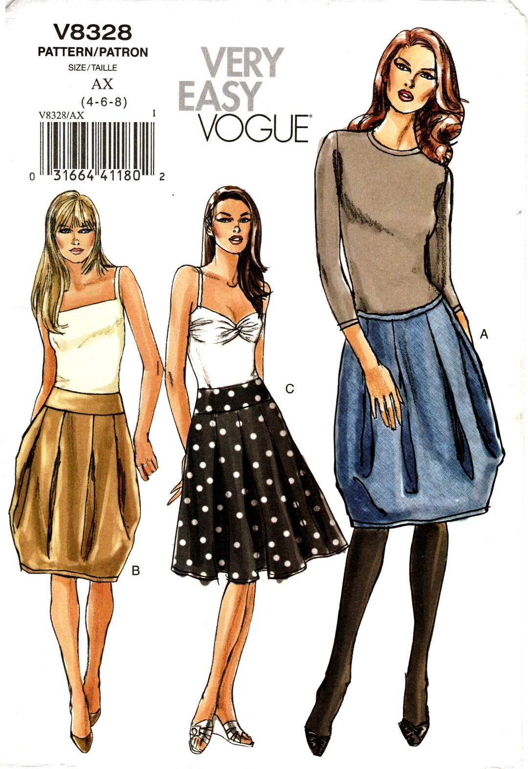 Pick Your Size - Vogue Skirt Pattern V8328 - Misses' Below Waist or ...