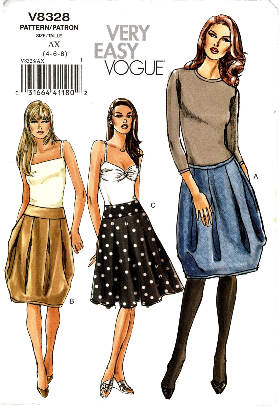 Pick Your Size Vogue Skirt Pattern V8328 Misses' Below - Etsy