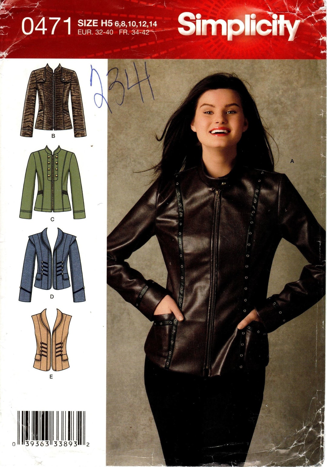 Simplicity Jacket Sewing Pattern: Misses' Zip Front, Four Variations ...