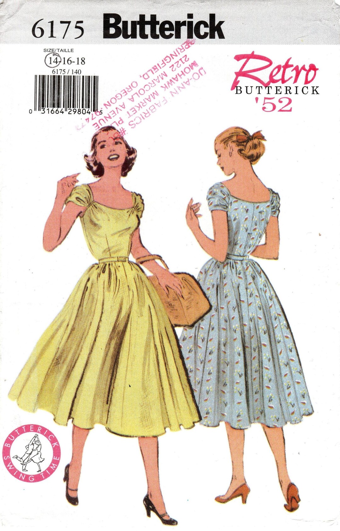 Butterick Sewing Pattern 6175 - 1952 Reissued Pattern - Misses' Flared ...