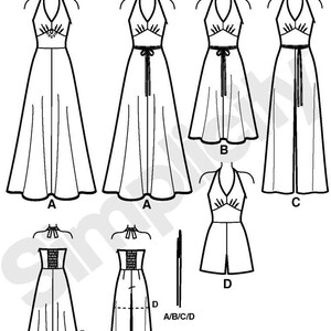 Simplicity Sewing Pattern 2401 Misses' V-neck, Halter Dress or Jumpsuit ...