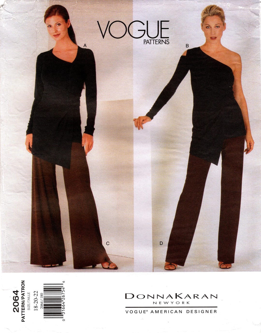 Vogue Sewing Pattern 2064 by DONNA KARAN - Misses' Asymmetrical Top ...