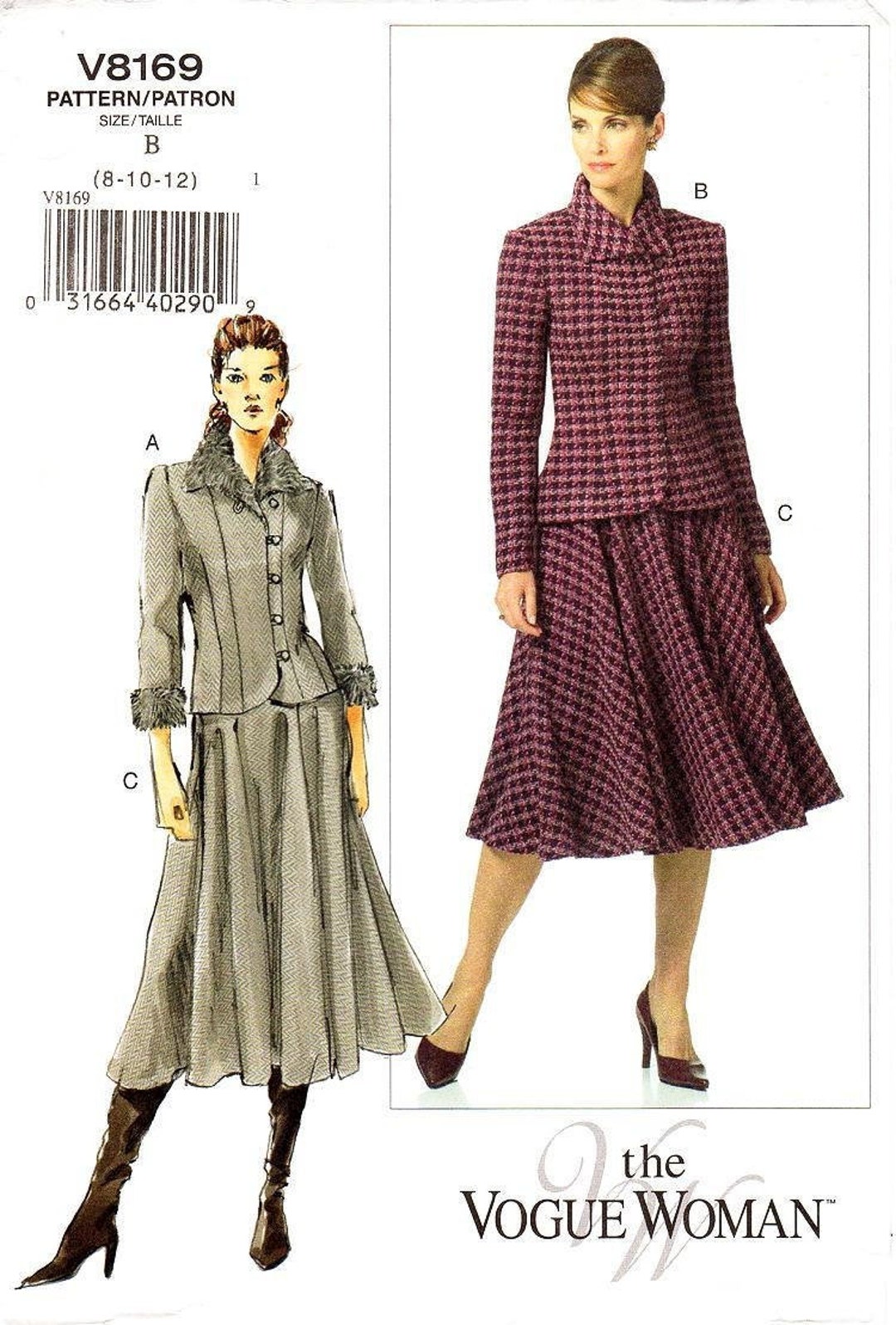 Vogue Suit Pattern V8169: Misses' Fitted Jacket & Circular Skirt - Etsy