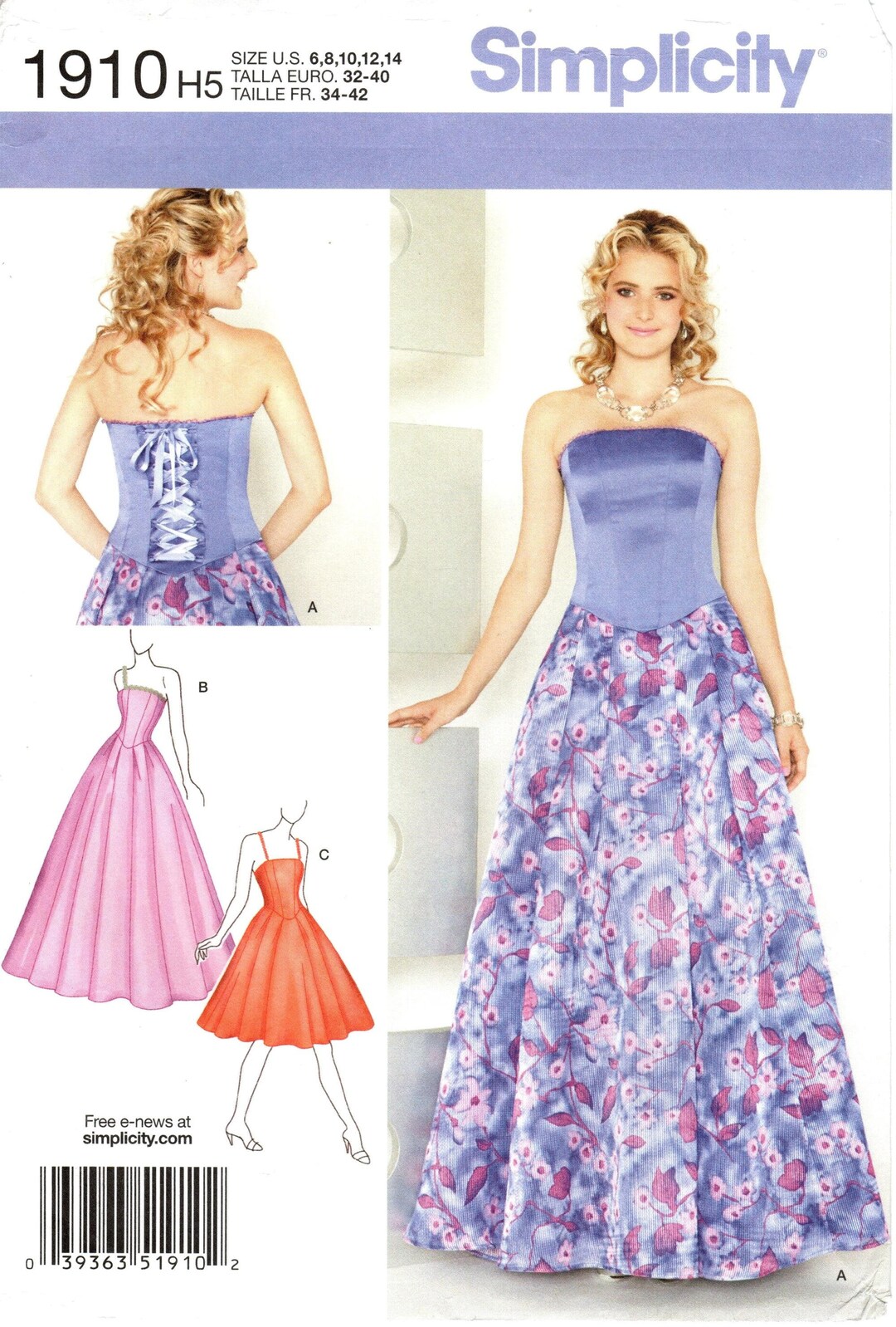 Simplicity Sewing Pattern 1910 - Misses' Princess Seam, Boned Bodice ...
