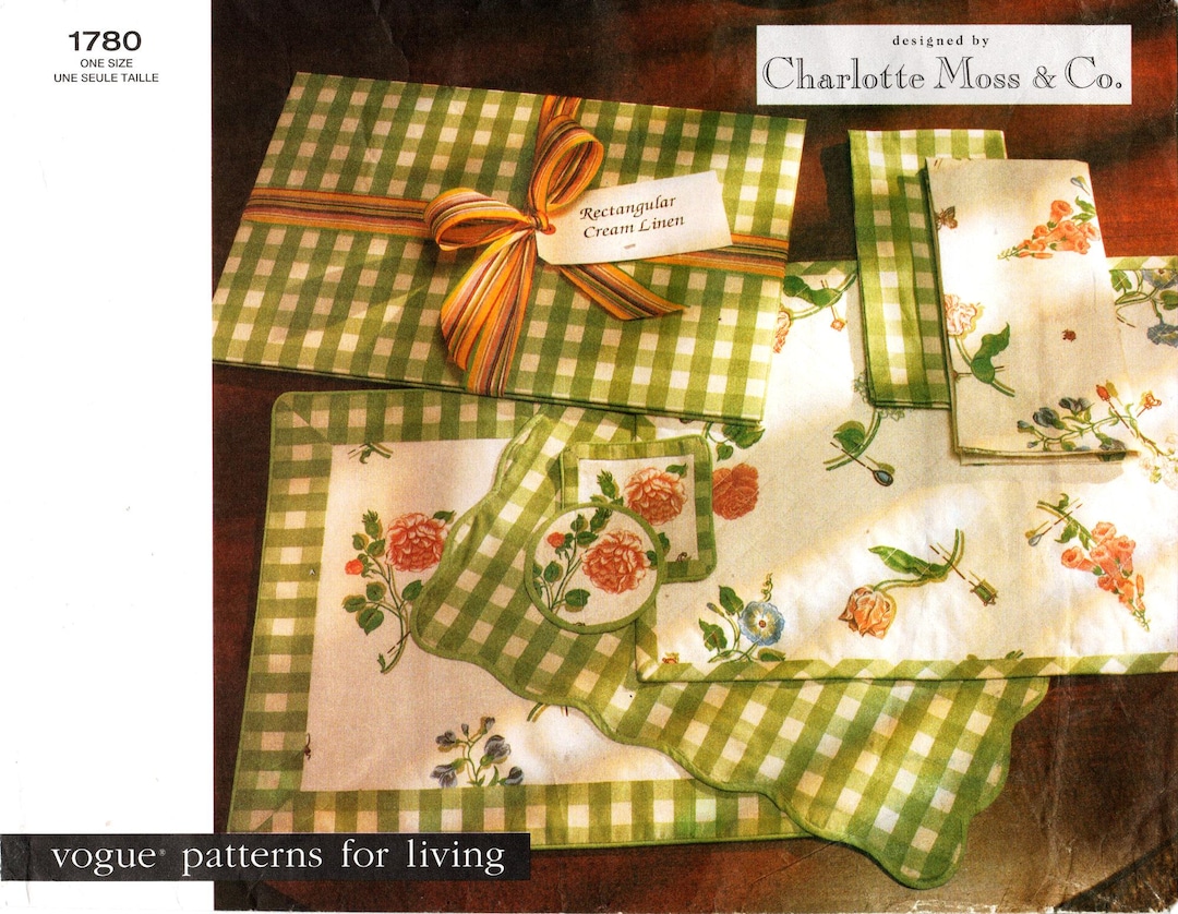 Vogue Home Decor Pattern 1780 - Table Linens, Linen Press, Placemats ...