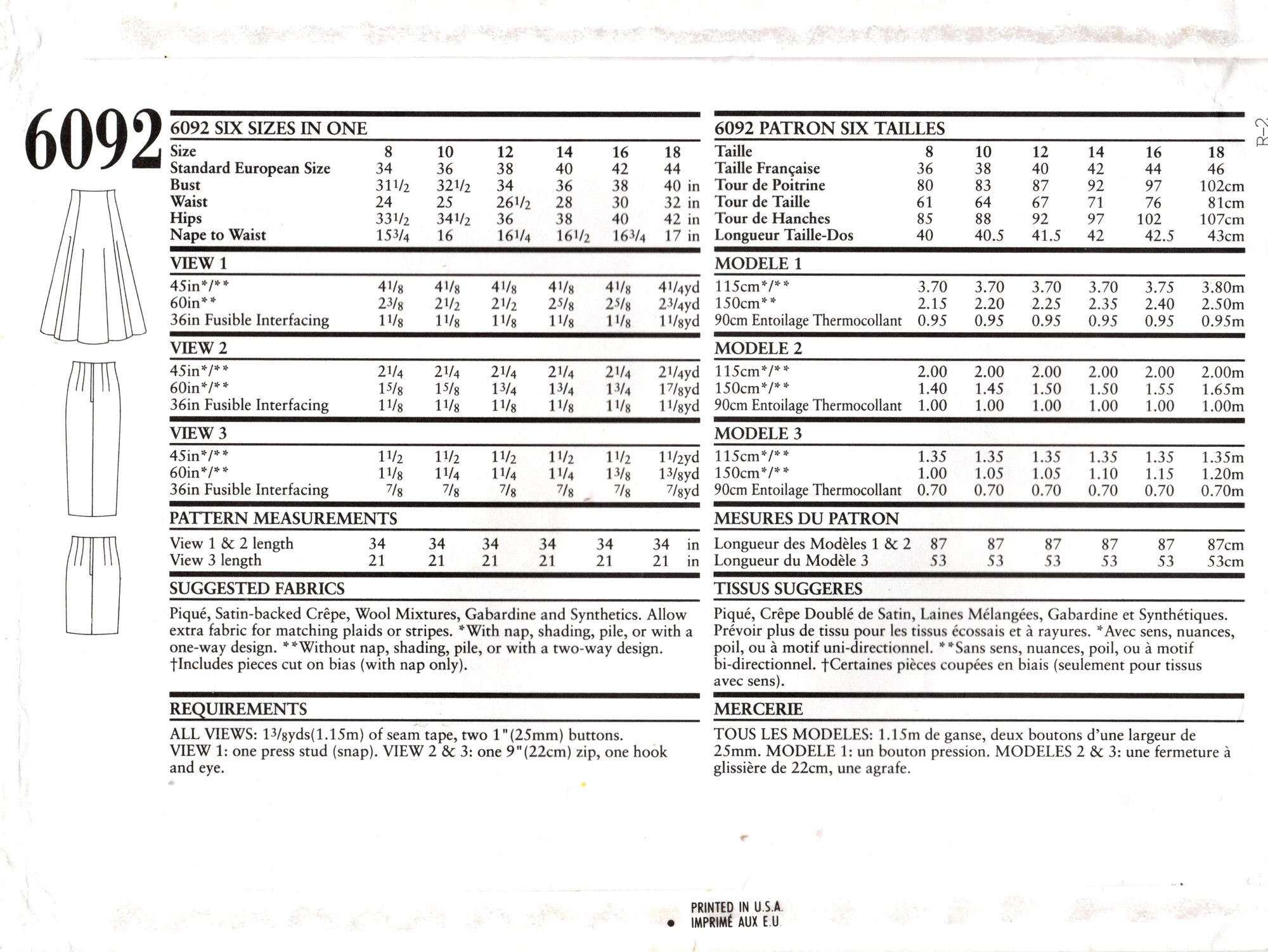 Sz 8 Thru 18 New Look Pattern 6092 Misses' Straight or - Etsy